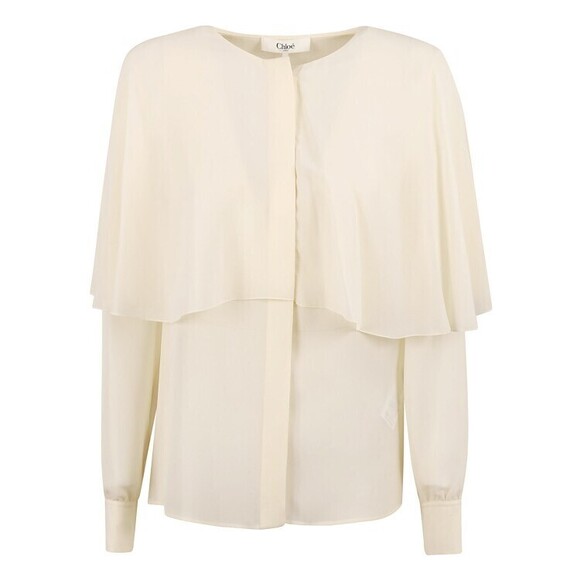 Chloé | Tops | Chlo Silk Shirt With Flowing Cape Overlay Nwt | Poshmark